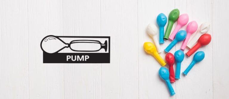 What does the pump symbol on latex balloon packaging mean?